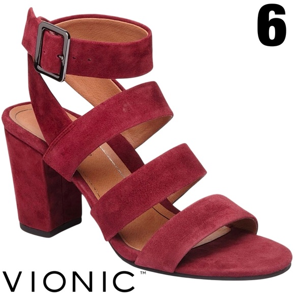 Vionic | Shoes | Nwot Vionic Blaire Strappy Sandal Wine Red Suede ...